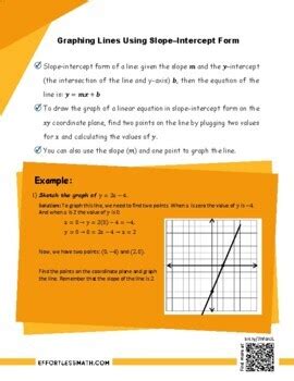 PERT Math Prep Graphing Lines Using SlopeIntercept Form TPT