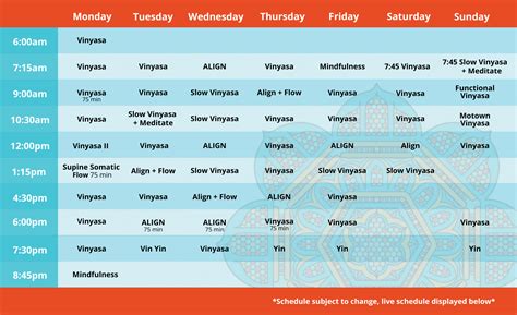 Practice Yoga Class Schedule