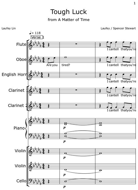 Tough Luck Sheet Music For Flute Oboe English Horn Clarinet Piano