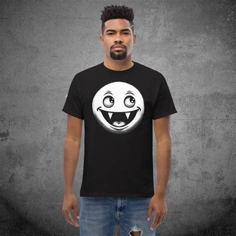 Black T Shirt With Epic Vampire Face Illustration Unisex Classic Tee