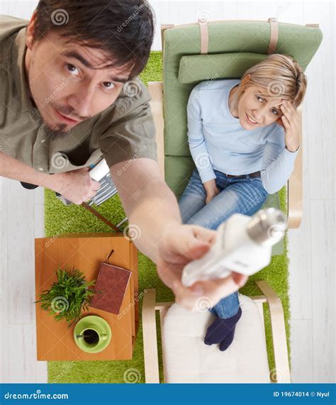 Man Changing Light Bulb Stock Photo Image Of Concentrating 19674014