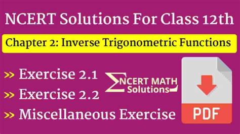 NCERT Maths Solutions For Class Chapter Inverse Trigonometric Functions Free PDF NCERT