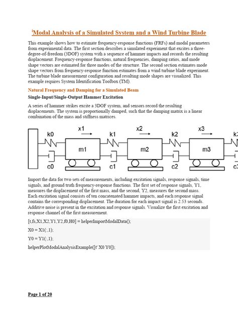 modal analysis of a simulated system and a wind turbine blade example