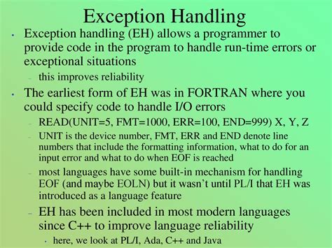 Exception Handling Exception Handling Eh Allows A Programmer To