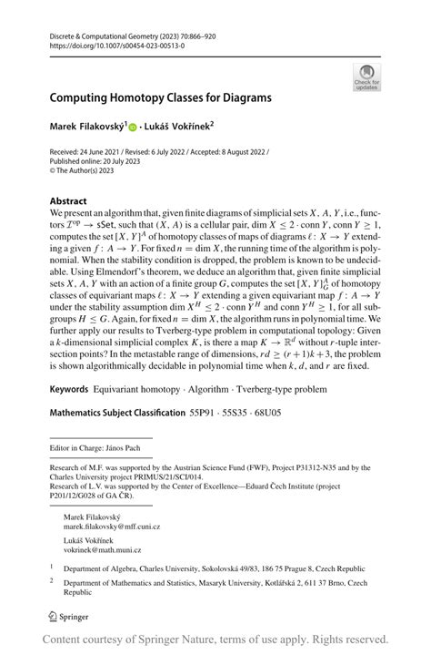 Pdf Computing Homotopy Classes For Diagrams