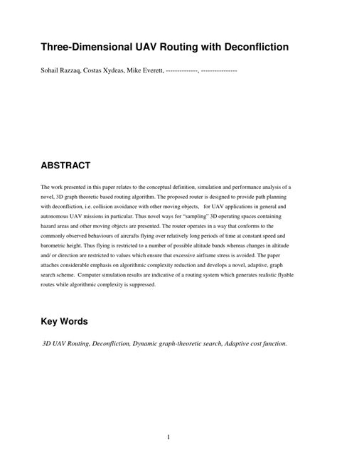 pdf three dimensional uav routing with deconfliction