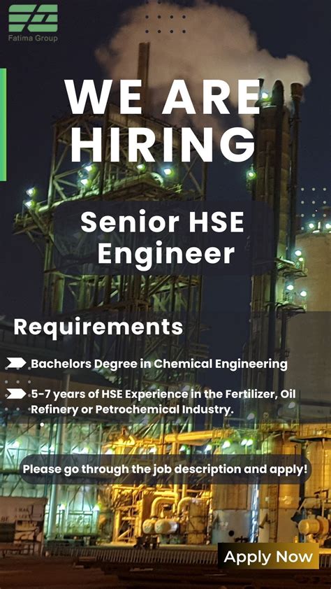 Fatima Group On Linkedin Fatima Group Is Hiring For Senior Hse