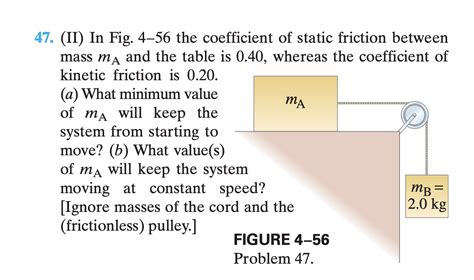 Solved 47 Ii In Fig 4 56 The Coefficient Of Static