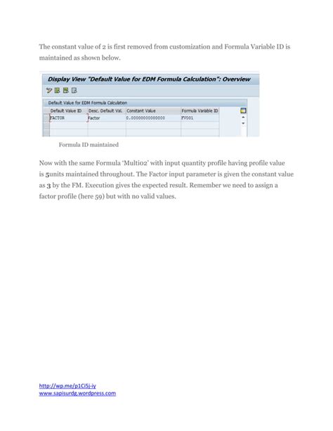 Formula Profile Define Default Values For Input Parameters Pdf