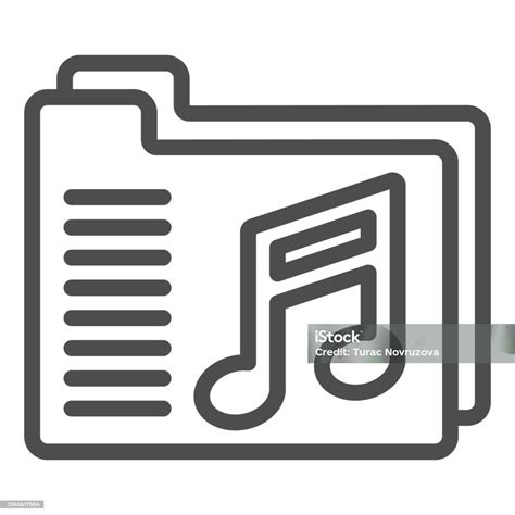 음악 노트 라인 아이콘 사운드 디자인 개념 흰색 배경에 음악 폴더 벡터 기호 모바일 개념 및 웹 디자인을위한 개요 스타일 아이콘폴더 벡터 그래픽 10에 대한 스톡 벡터 아트
