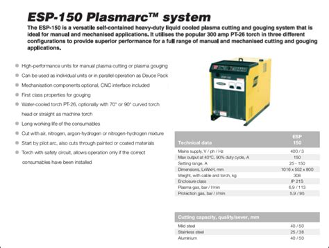 Esp 150 Plasmarc