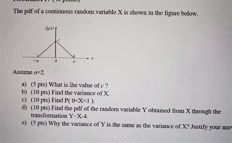 solved the pdf of a continuous random variable x is shown in