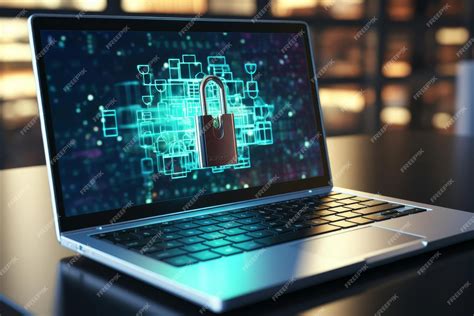 Premium Photo Secure Software Development Code With Padlock Symbol On Laptop Screen For Data