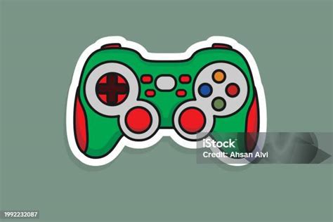 Joystick Controller And Game Pad Stick Sticker Vector Illustration
