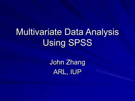 Multivariate Data Analysis Using Spss