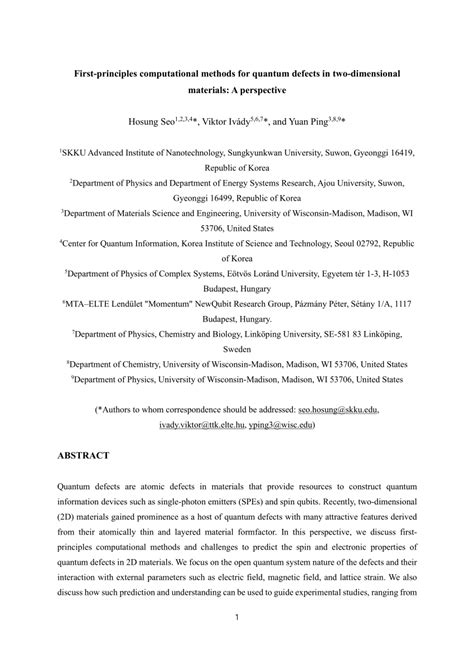 (PDF) First-principles computational methods for quantum defects in two ...