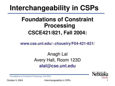 Ppt Foundations Of Constraint Processing Csce421821 Fall 2004