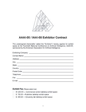 Fillable Online Aaai AAAI 05 IAAI 05 Exhibitor Contract Aaai Fax Email Print PdfFiller
