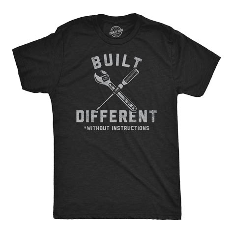 Mens Funny T Shirts Built Different Without Instructions Sarcastic