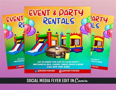 Bounce House Rentals Flyer Template Etsy