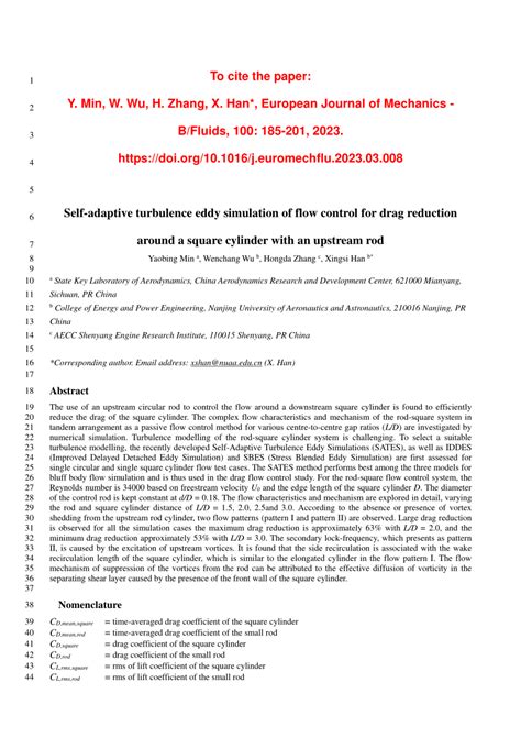 Pdf Self Adaptive Turbulence Eddy Simulation Of Flow Control For Drag Reduction Around A