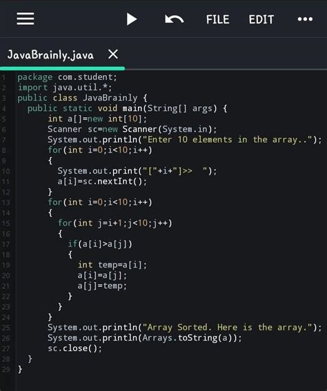 Write A Program In Java To Accept 10 Numbers In Sda Arrange Them In