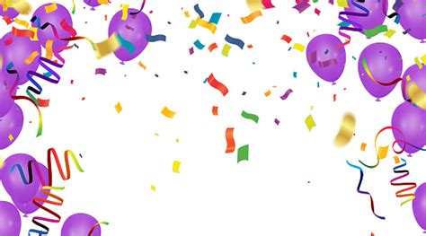 화려한 생일 풍선과 색종이 조각 텍스트를 위한 장소가 있는 그림 벡터 배경 3차원 형태에 대한 스톡 벡터 아트 및 기타 이미지 3차원 형태 개념 개념과 주제 Istock