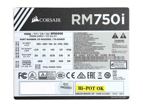 CORSAIR RMi Series RM750i 750W 80 PLUS GOLD Haswell Ready Full Modular ...