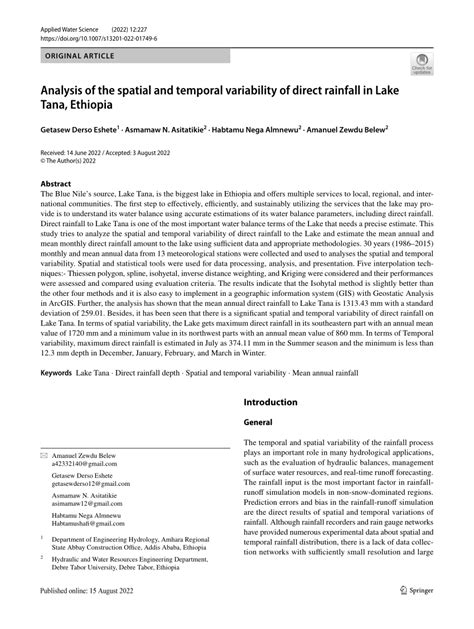 Pdf Analysis Of The Spatial And Temporal Variability Of Direct