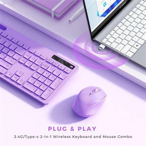 Keyboard And Mouse Wireless Vivefox Wireless Keyboard With Phone Holder Usb A And Type C Receiver