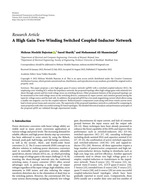 Download Pdf A High Gain Two Winding Switched Coupled Inductor Network