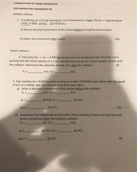 Solved Conservation Of Linear Momentum Postlaboratory