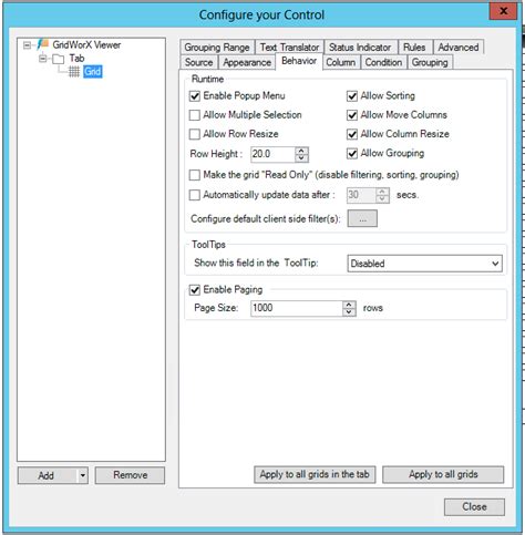 behavior tab