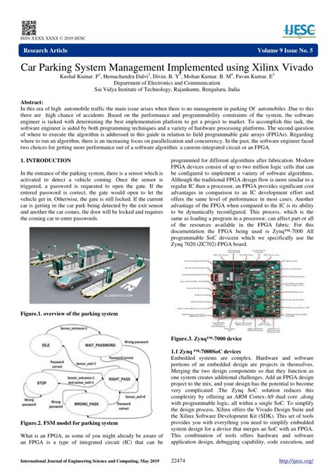 Pdf Car Parking System Management Implemented Using Xilinx Vivado