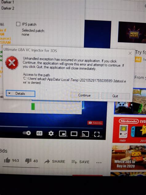 this happens whenever i try to inject a gba rom what should i do r