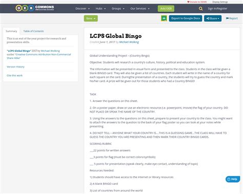 Lcps Global Bingo Oer Commons