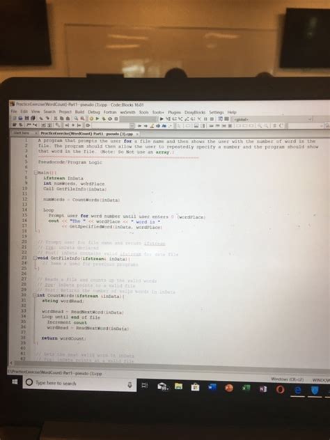 Practice Sercise Word Count Part Pseudo Cpp Code