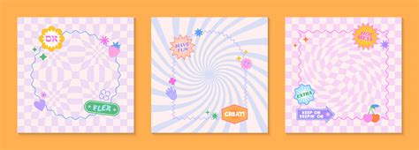 90년대 스타일의 패치와 스티커가 있는 벡터 템플릿입니다 Y2k 미학의 현대 엠블럼 강렬하고 밝은 색상에 대한 스톡 벡터 아트 및 기타 이미지 강렬하고 밝은 색상 개념