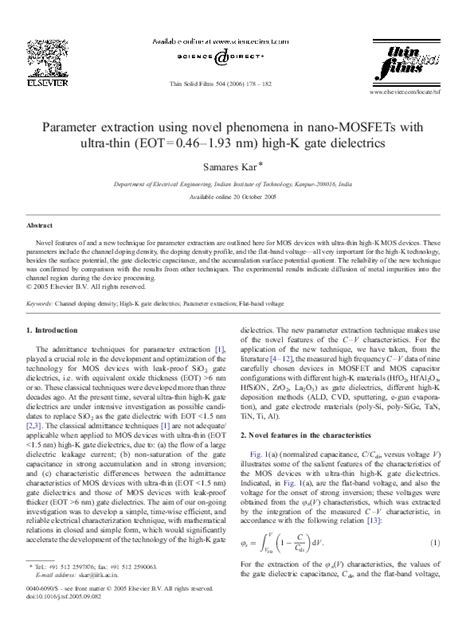 Pdf Parameter Extraction Using Novel Phenomena In Nano Mosfets With Ultra Thin Eot 046 1