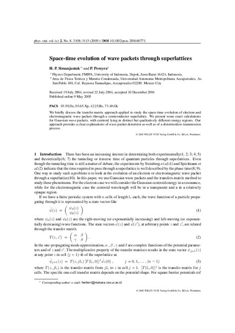 Pdf Space Time Evolution Of Wave Packets Through Superlattices