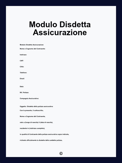 Modulo Disdetta Assicurazione