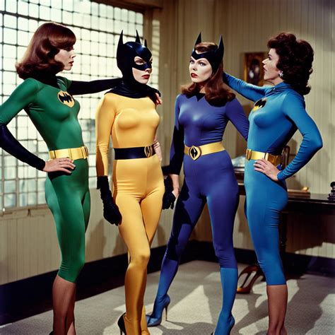 Yvonne Craig With 2 Women Wearing Batgirl Costumes By 2024darwin On