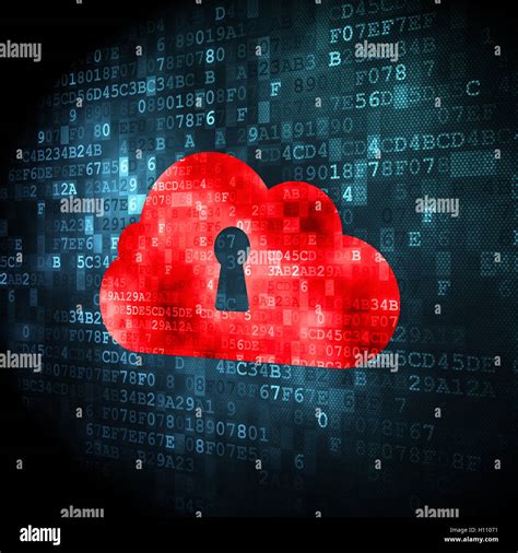 Cloud Computing Concept Cloud With Keyhole On Digital Background Stock