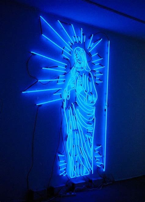 Neon Blue Cross Art Tarot By The Neon Light Blue Neon Tarot Sign Sacred