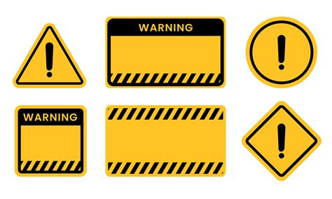 Yellow Warning Sign Square Triangle Circle Blank Warning Sign On White Background Vector