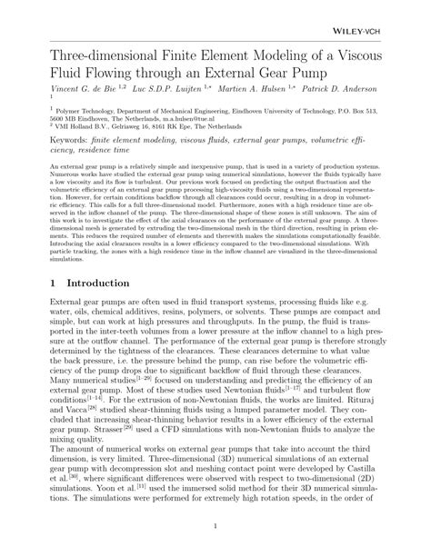 Pdf Three‐dimensional Finite Element Modeling Of A Viscous Fluid