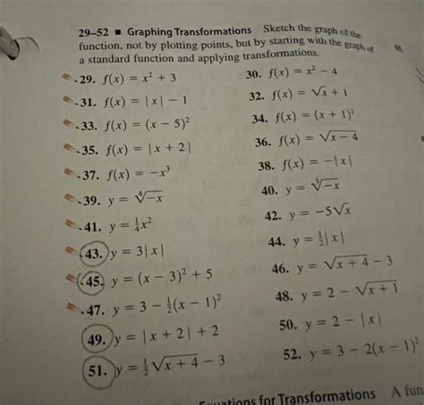 Solved Identifying Transformations Match The Graph Chegg