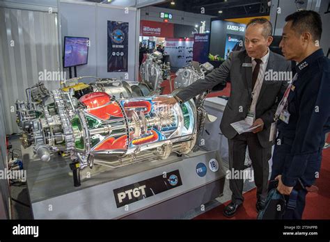 Thai Army Personnel Inspect A Pt6t Turboshaft Engine Designed For Helicopters During The