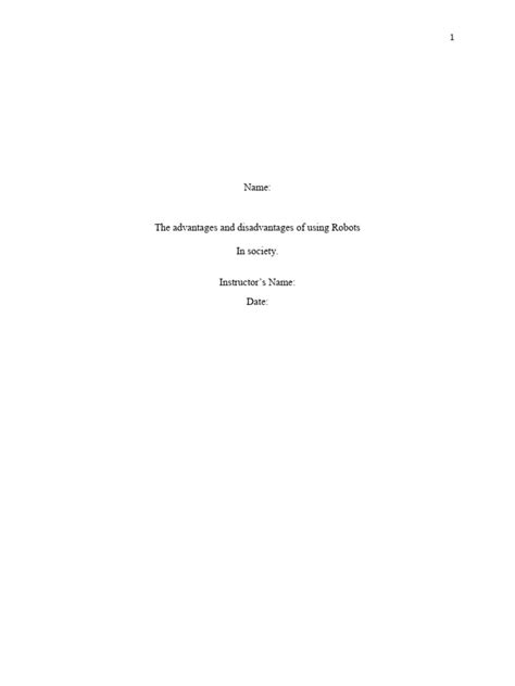 The Advantages And Disadvantages Of Using Robots Pdf Robot Robotics