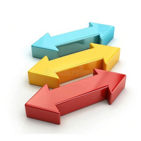 Three Dimensional Colorful Arrows Pointing Right Progress And Direction Concept Stock